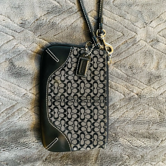 Coach | Bags | Coach Signature Print Black And White Wristlet | Poshmark
